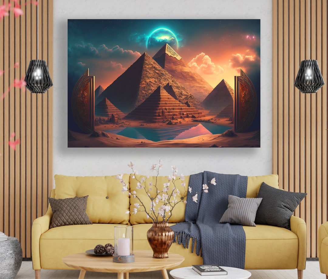 Canvas Egyptian Pyramids & Print Wall Desert of Egypt Architecture of ...