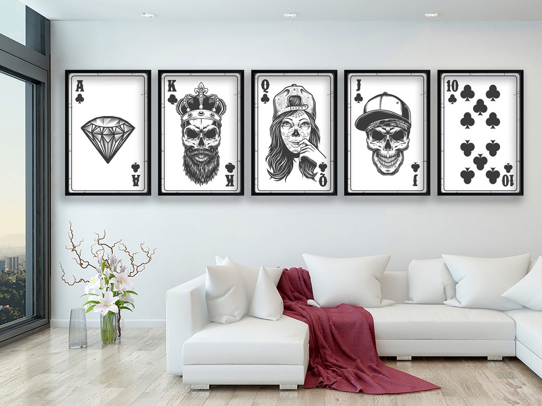 Gangster Style Playing Cards Canvas Set of 1, 3 or 5 Canvas & Decor ...