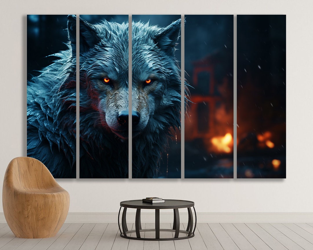 Mad Wolf Abstract Angry Wolf Art Canvas Print & Abstract Wall Art ...