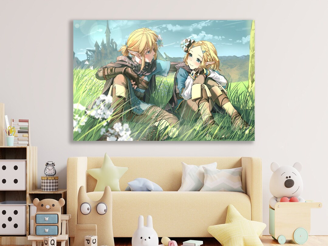 Link & Princess Zelda Canvas Wall Art the Legend of Zelda Breath of the ...