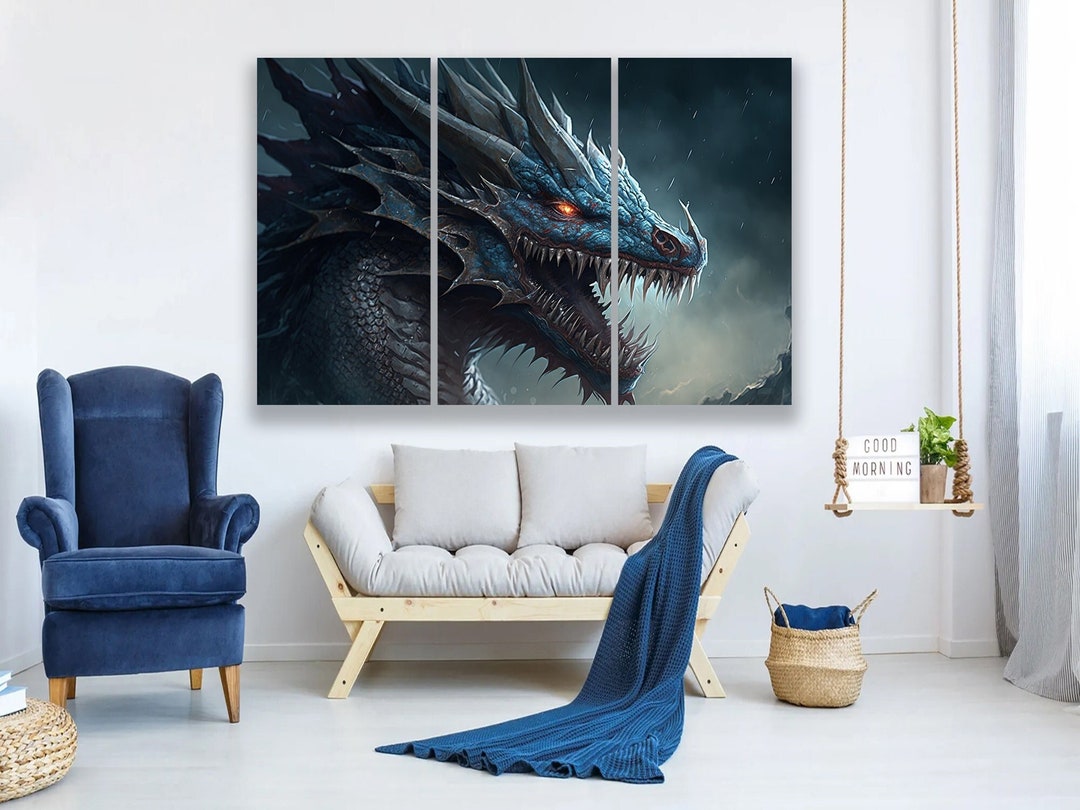 Fantasy Dragon Canvas & Print Dragon Wall Decor Gamer Dragons Canvas ...