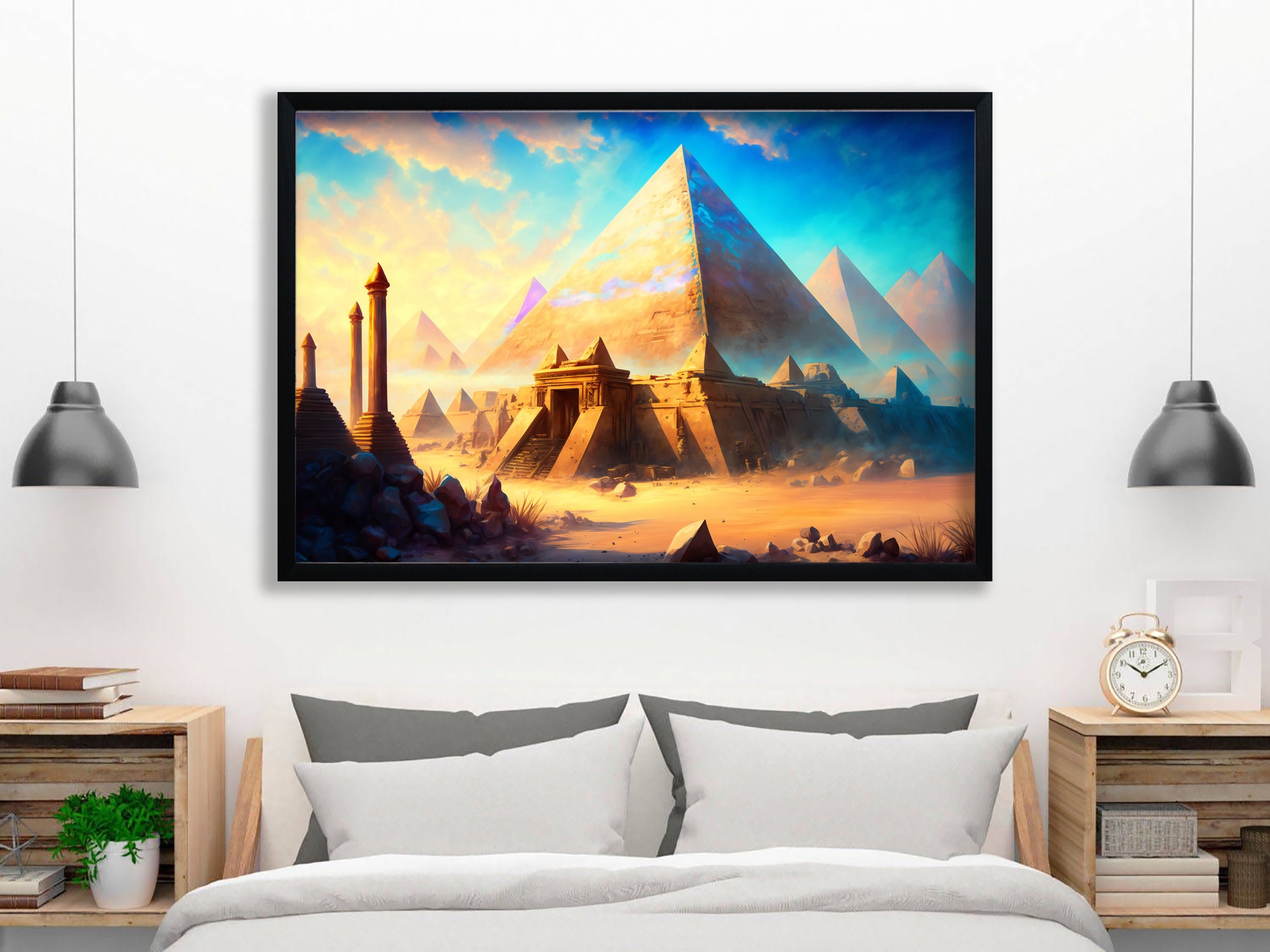 Egyptian Pyramids Canvas & Print Wall Desert of Egypt Architecture of ...
