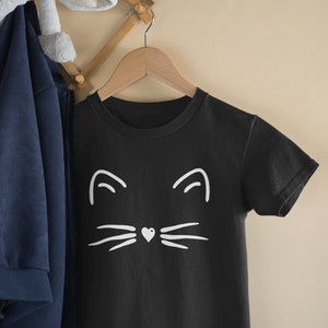 Kids Cat Ears Tshirt / Cat Ears Shirt, Simple Cat Design, Kawaii Kids ...