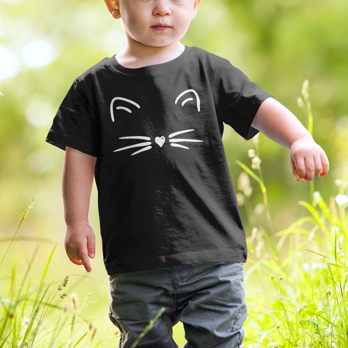 Kids Cat Ears Tshirt / Cat Ears Shirt, Simple Cat Design, Kawaii Kids ...