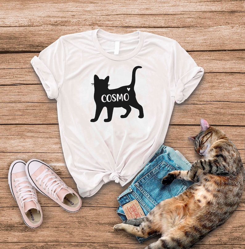 Personalised Cat Tshirt / Personalized Tshirt Cat Silhouette - Etsy