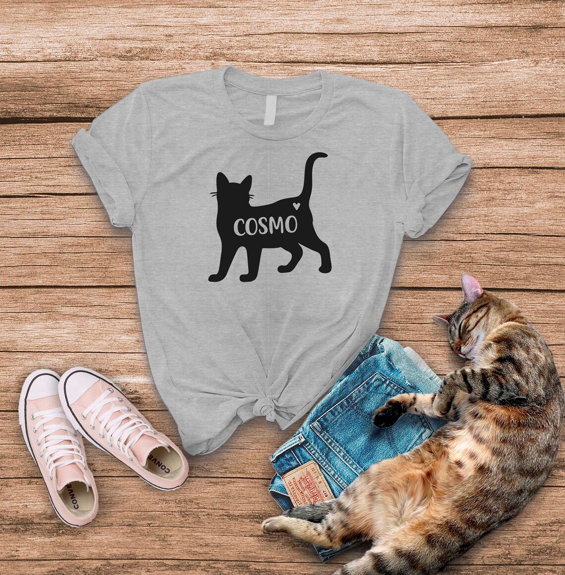 Personalised Cat Tshirt / Personalized Tshirt, Cat Silhouette, Cat ...