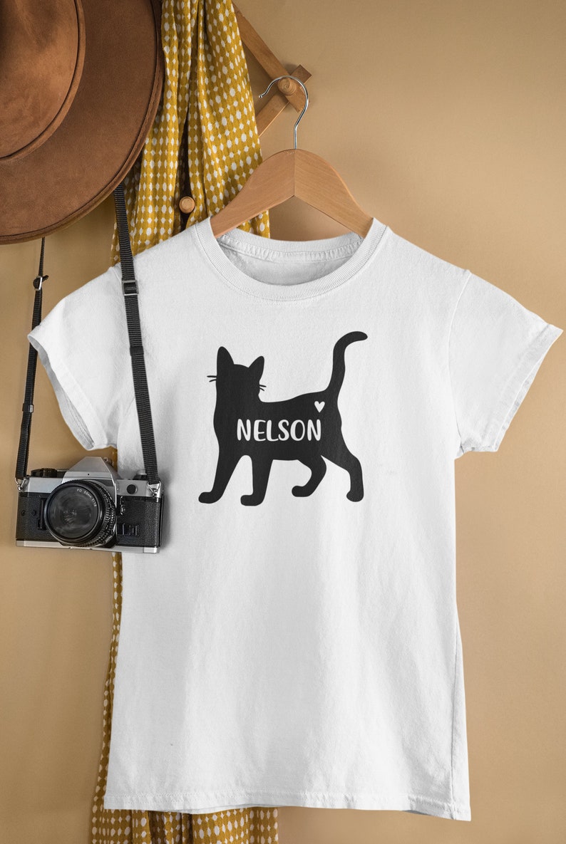 Personalised Cat Tshirt / Personalized Tshirt Cat Silhouette - Etsy