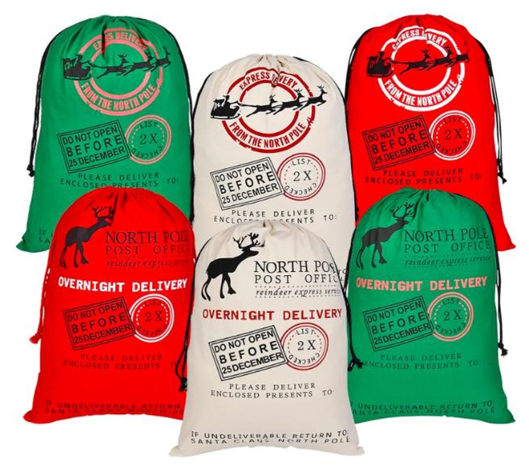 Personalised Luxury 70cm X 50cm Santa Sacks Large Christmas Cotton Bags ...