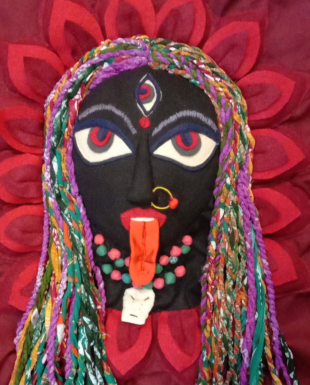 Up-cycled Kali Mask Cushion - Etsy