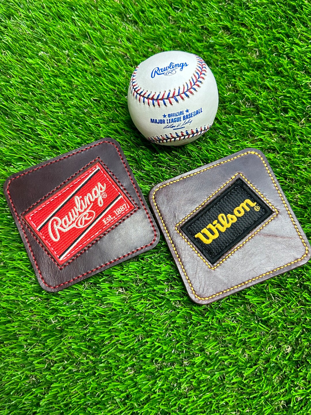 Handcrafted Rawlings/wilson Patch Coaster Set - Etsy