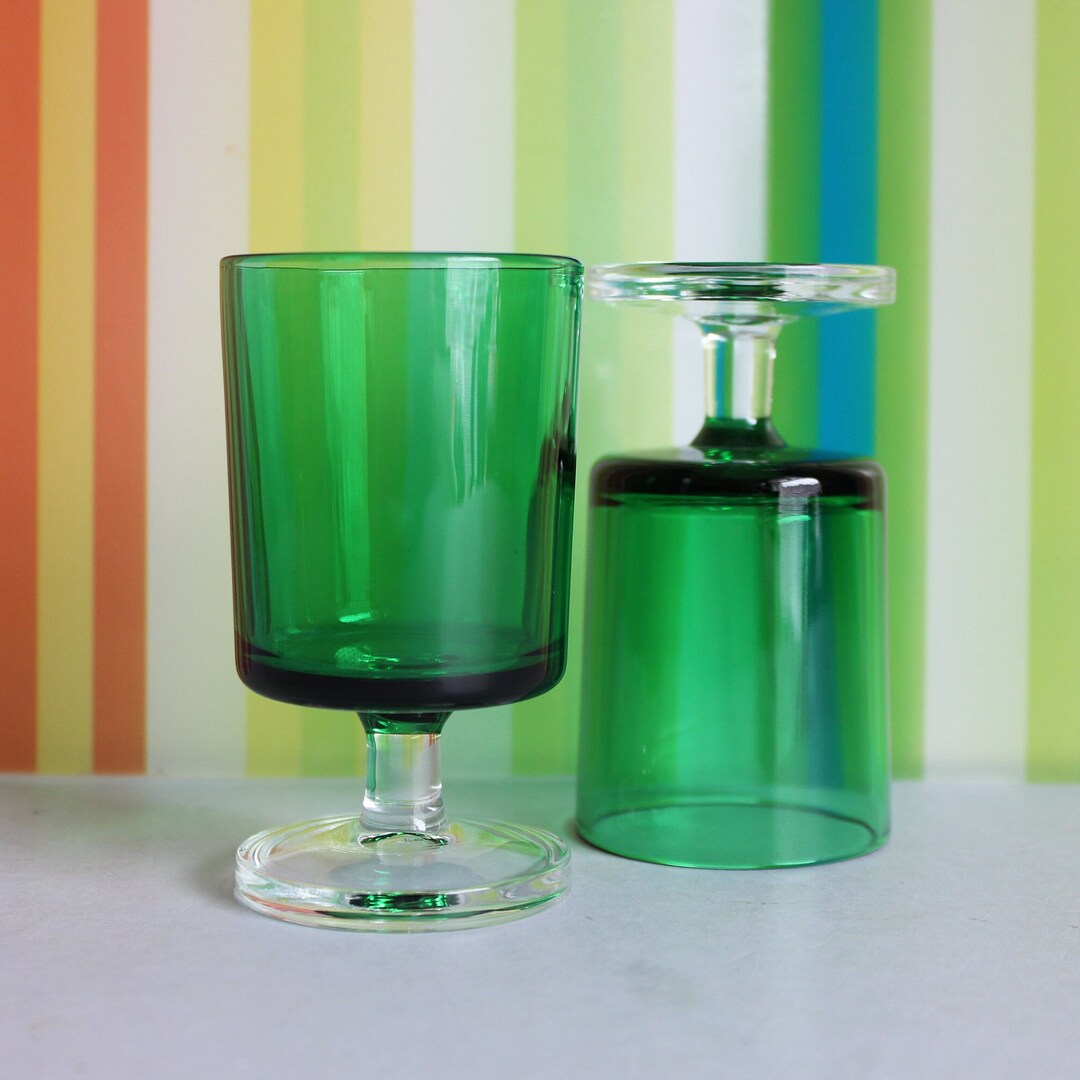 X2 Vintage Luminarc Suede No 5 Emerald Green Glass 10cl Small Aperitif ...