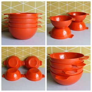 Vintage 60s 70s Melaware Retro Orange Plastic Camper Van Picnic Ware ...
