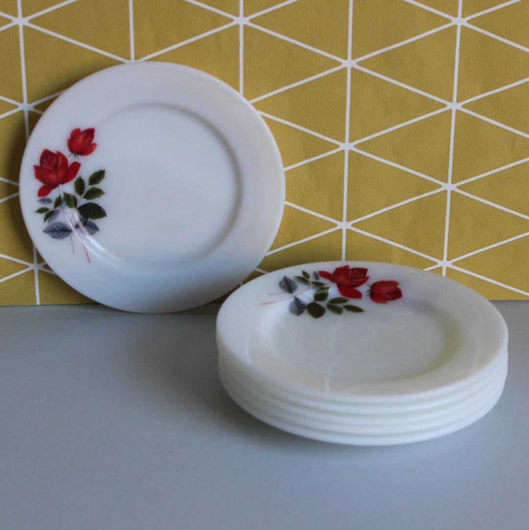 Vintage JAJ Pyrex June Rose Side Plates: 1960s Retro Set of 6 - Etsy UK