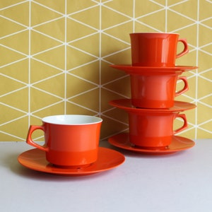 Vintage 60s 70s Melaware Retro Orange Plastic Camper Van Picnic Ware ...