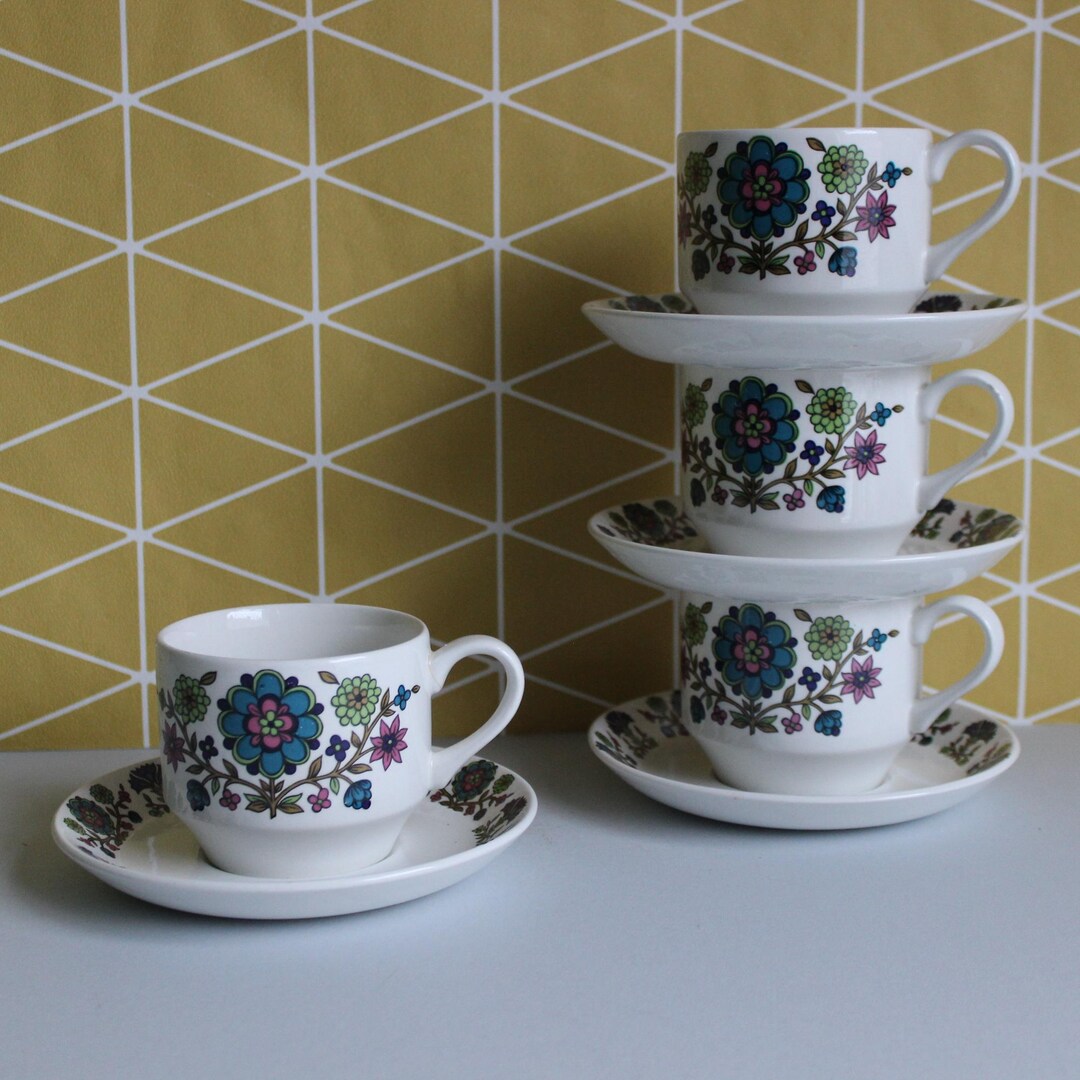 Vintage Midwinter Country Garden Breakfast Cup and Saucer Duo, 1970s ...
