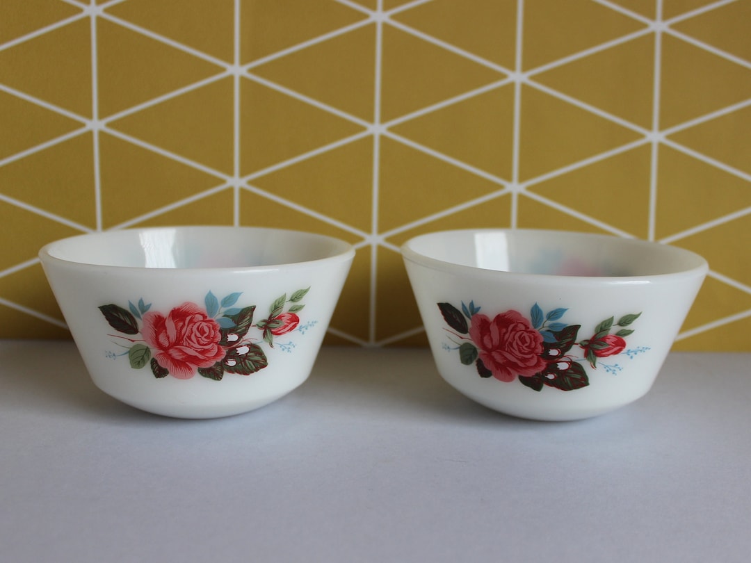 Vintage 1970s JAJ Pyrex Pink 'cottage Rose' Retro White Glass Sugar ...