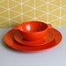 Vintage 60s 70s Melaware Retro Orange Plastic Camper Van Picnic Ware ...