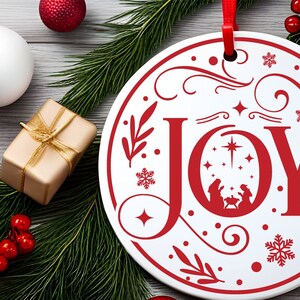 Joy Round Christmas Ornament SVG, Christmas Nativity Scene SVG Png ...