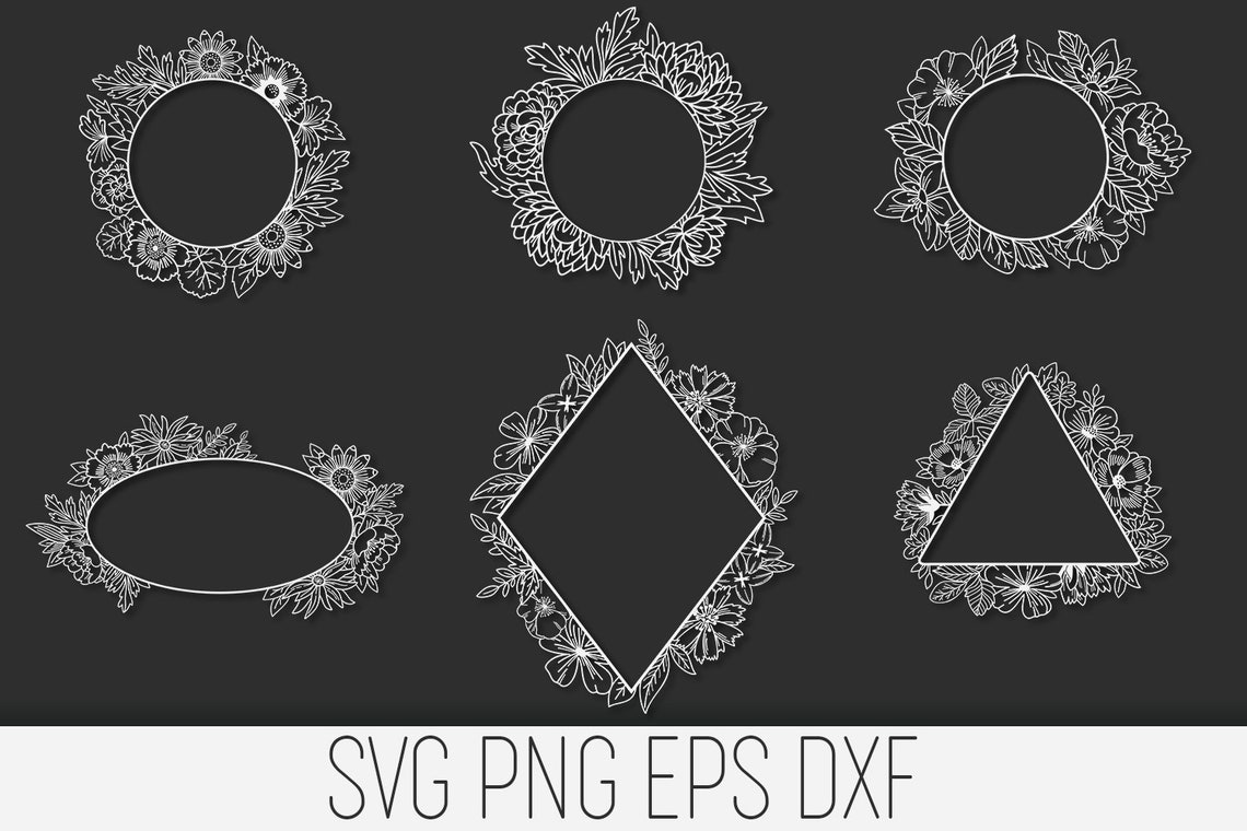 Floral Frames SVG Flower Frame SVG Floral Wreath SVG - Etsy