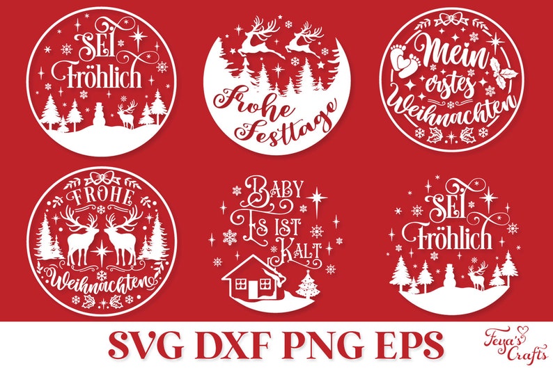 German Christmas Ornament SVG Pack Deutsche Frohe Weihnachten - Etsy