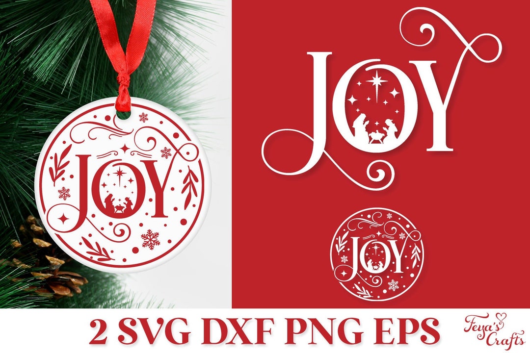 Joy Round Christmas Ornament SVG Christmas Nativity Scene SVG - Etsy