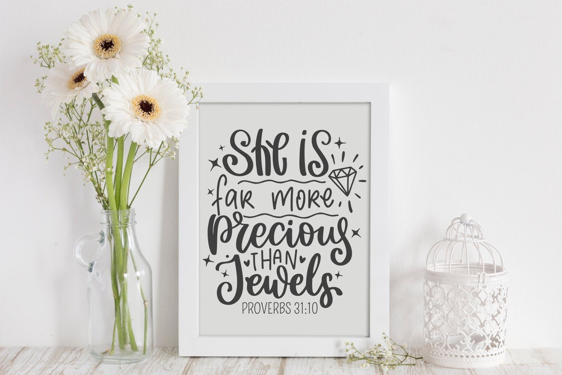 She is Far More Precious Than Jewels SVG, Bible Verse SVG, Christian ...
