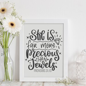 She is Far More Precious Than Jewels SVG, Bible Verse SVG, Christian ...