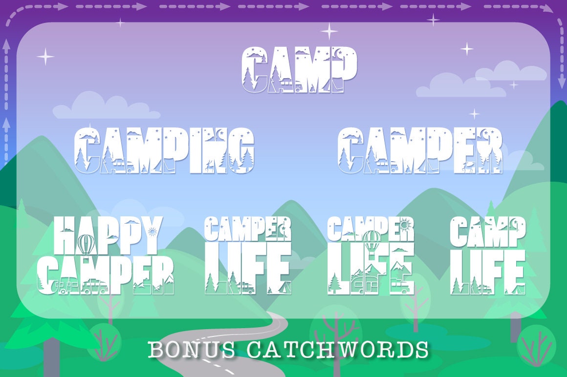 Camping Font Camping SVG Alphabet Hiking Font Camping - Etsy