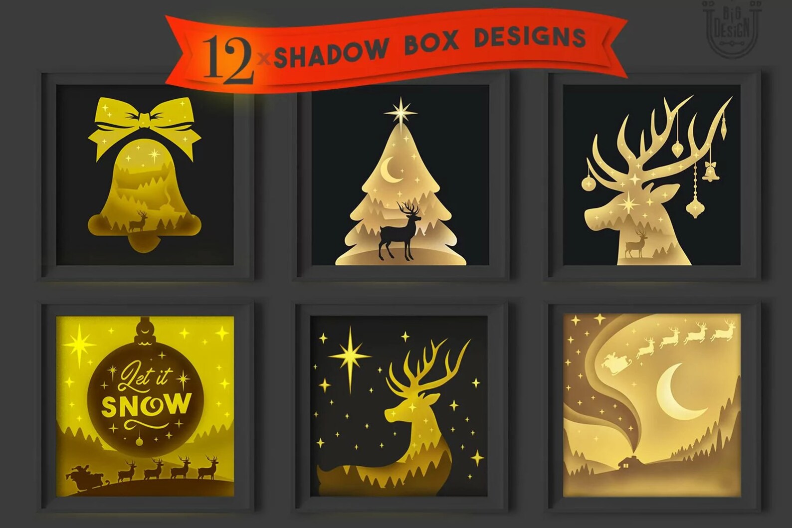 Christmas Shadow Box SVG File Christmas 3D Scene SVG - Etsy