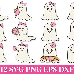 Cute Ghosts SVG Bundle, Retro Halloween Ghosts SVG Clipart, Ghost Shirt ...