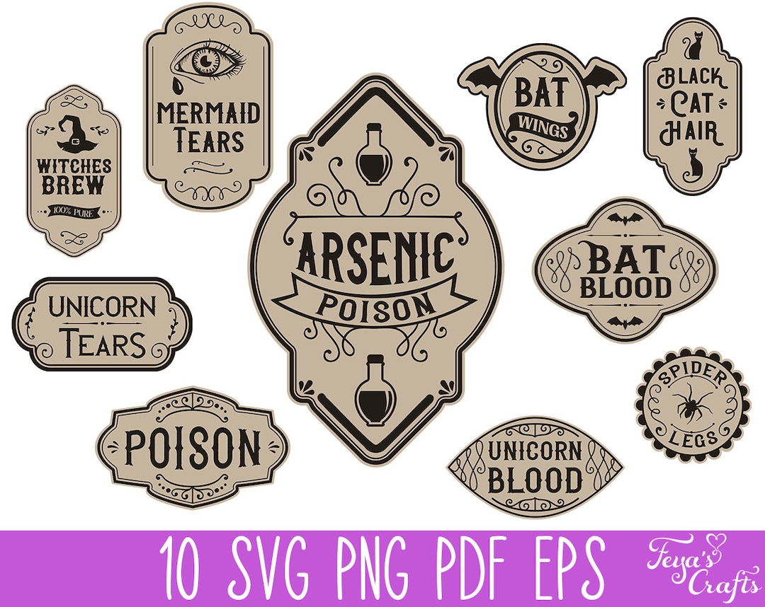 Halloween Potion Label Stickers SVG PNG, Halloween Apothecary SVG ...
