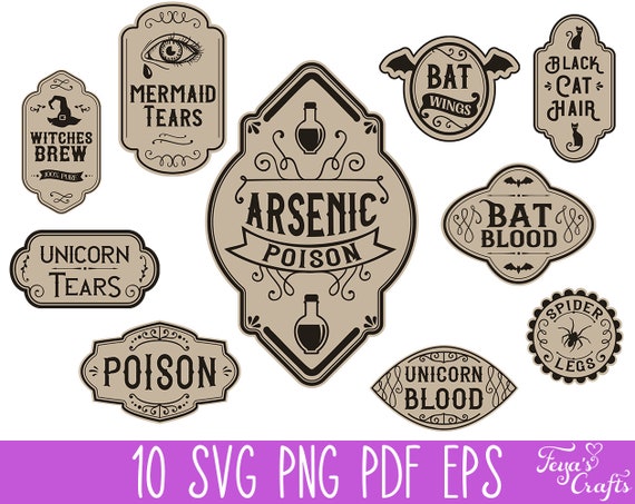Halloween Potion Label Stickers SVG PNG Halloween Apothecary - Etsy