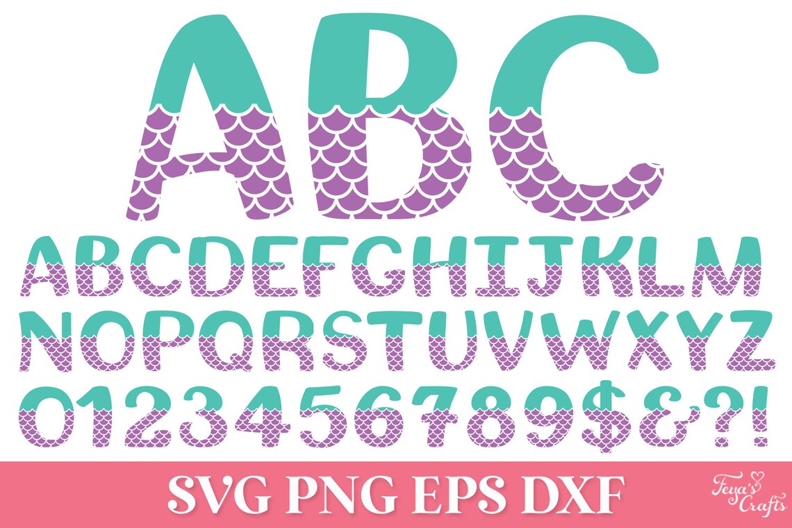Mermaid SVG Alphabet, Mermaid Font SVG Png, Mermaid Letters Svg ...