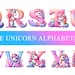 Cute Unicorn PNG Alphabet, Unicorn Alphabet Clipart, Unicorn Monogram ...