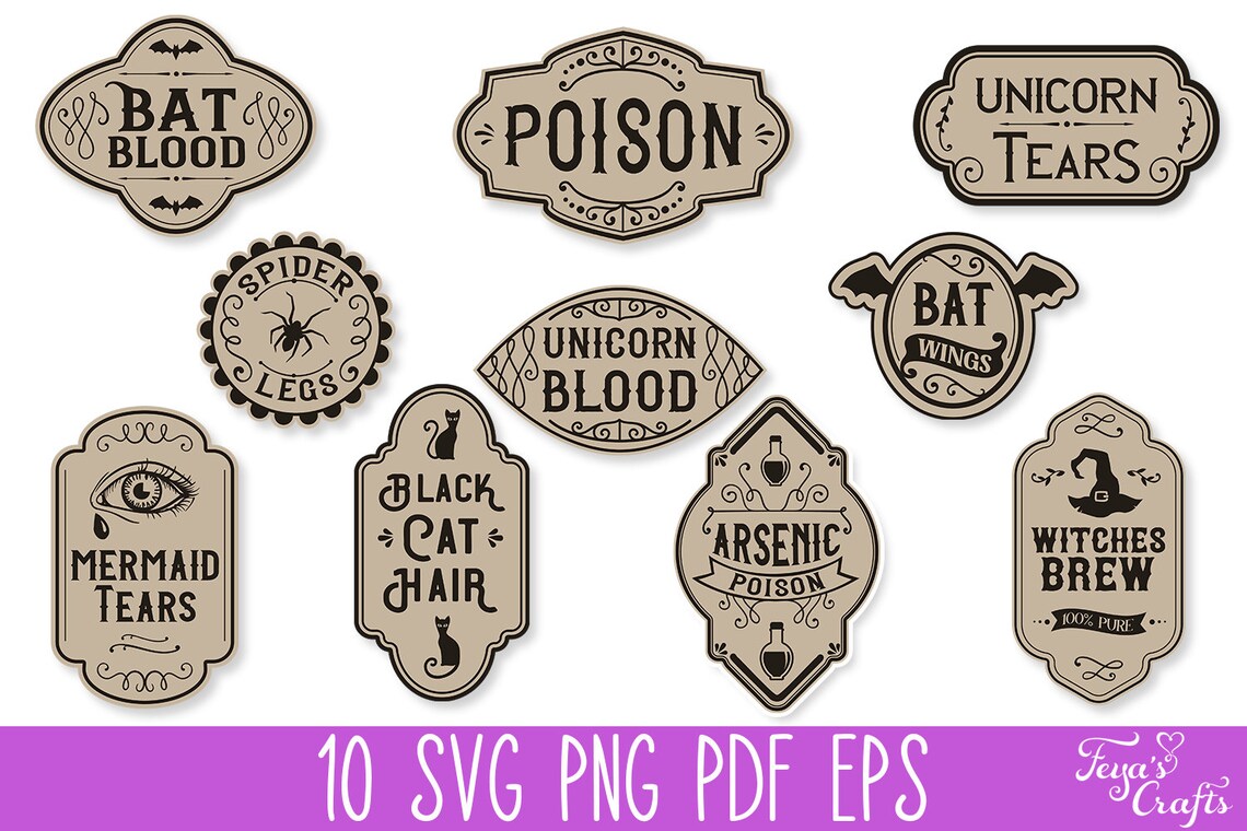 Halloween Potion Label Stickers SVG PNG Halloween Apothecary - Etsy