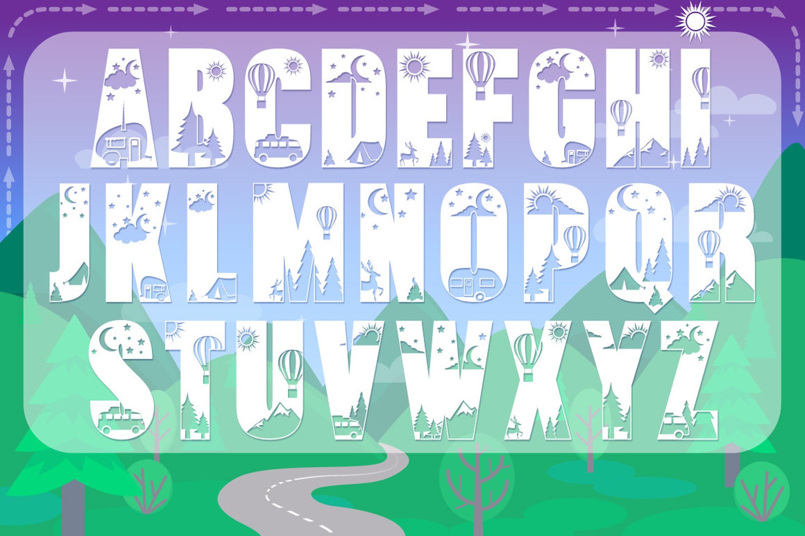 Camping Font Camping SVG Alphabet Hiking Font Camping - Etsy