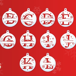 Round Christmas Monogram SVG, Christmas Bauble Ornament SVG Cricut ...
