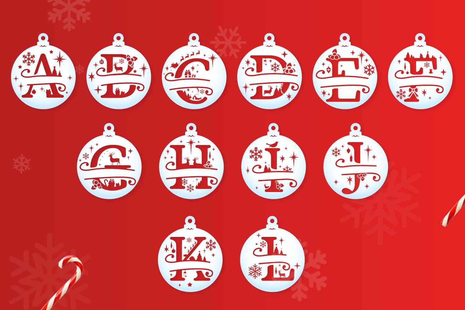 Round Christmas Monogram SVG Christmas Bauble Ornament SVG - Etsy