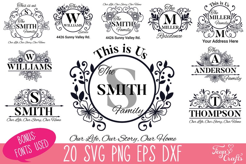 Family Monogram Svg Bundle Mailbox Decal SVG Family Name - Etsy