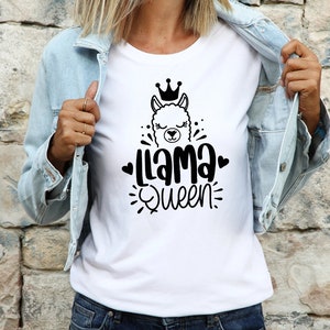 Llama Queen SVG Cut File, Mama Llama Queen Shirt SVG, Funny Llama Svg ...