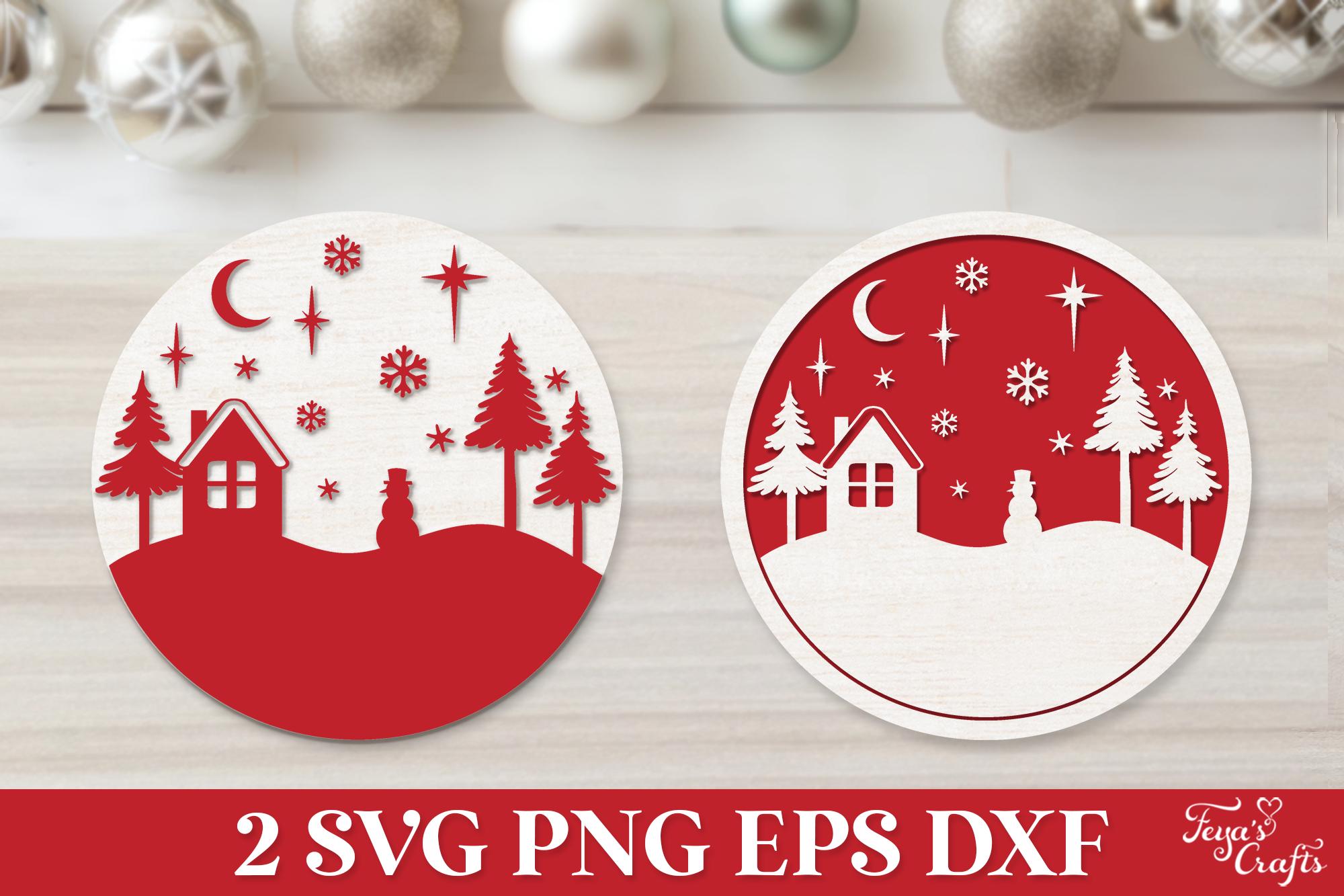 Christmas Scene SVG, Winter Scene SVG, Christmas Village PNG, Merry ...