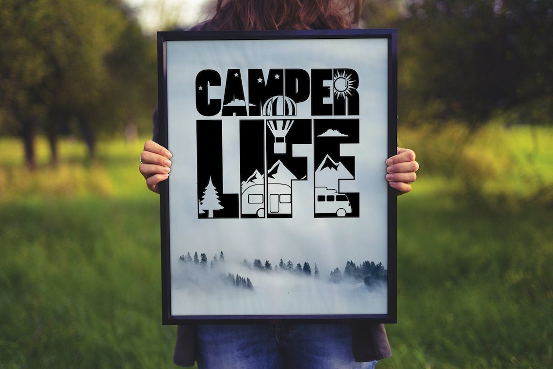 Camping SVG Font | Hiking Alphabet, Silhouette, Cricut (digital ...