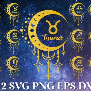 Zodiac SVG Files Cricut, Zodiac Sign SVG PNG Bundle, Horoscope Svg Png ...