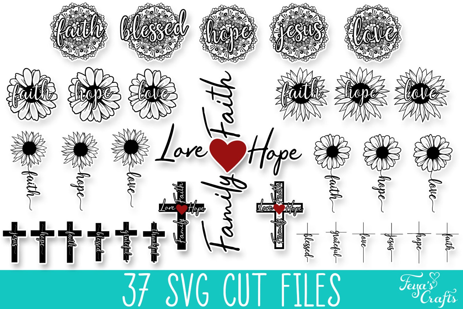 Faith SVG Bundle, Christian SVG, Religious Svg, Faith Hope Love SVG ...