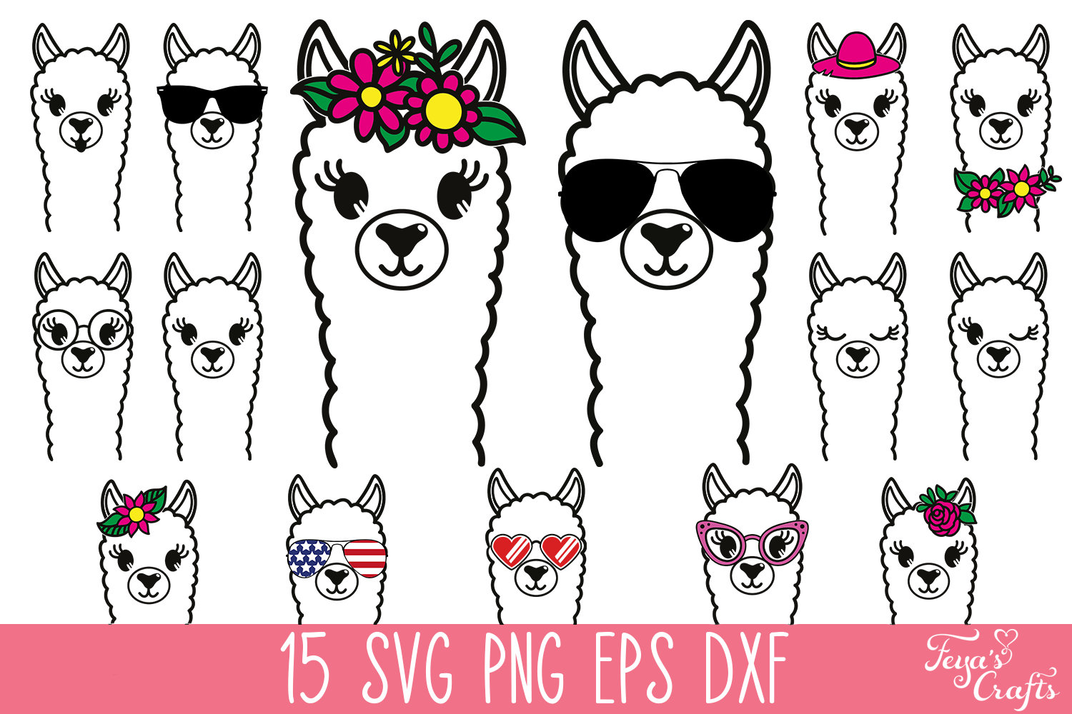 Llama SVG Bundle Llama Face SVG Cute Llama Svg Alpaca Svg - Etsy