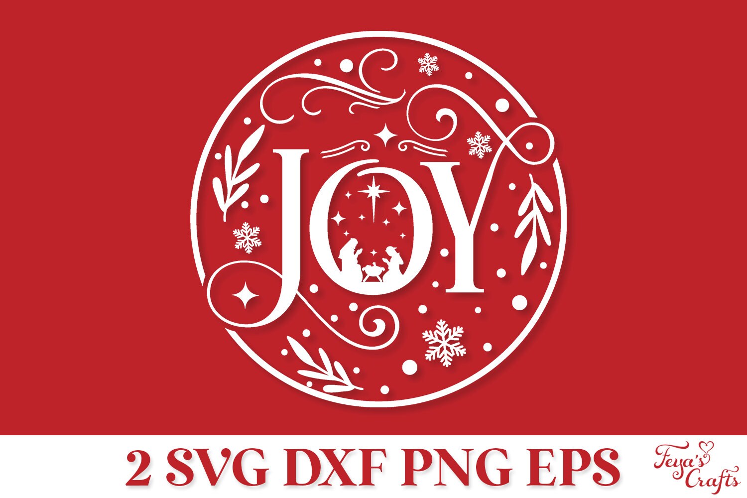Joy Round Christmas Ornament SVG Christmas Nativity Scene SVG - Etsy