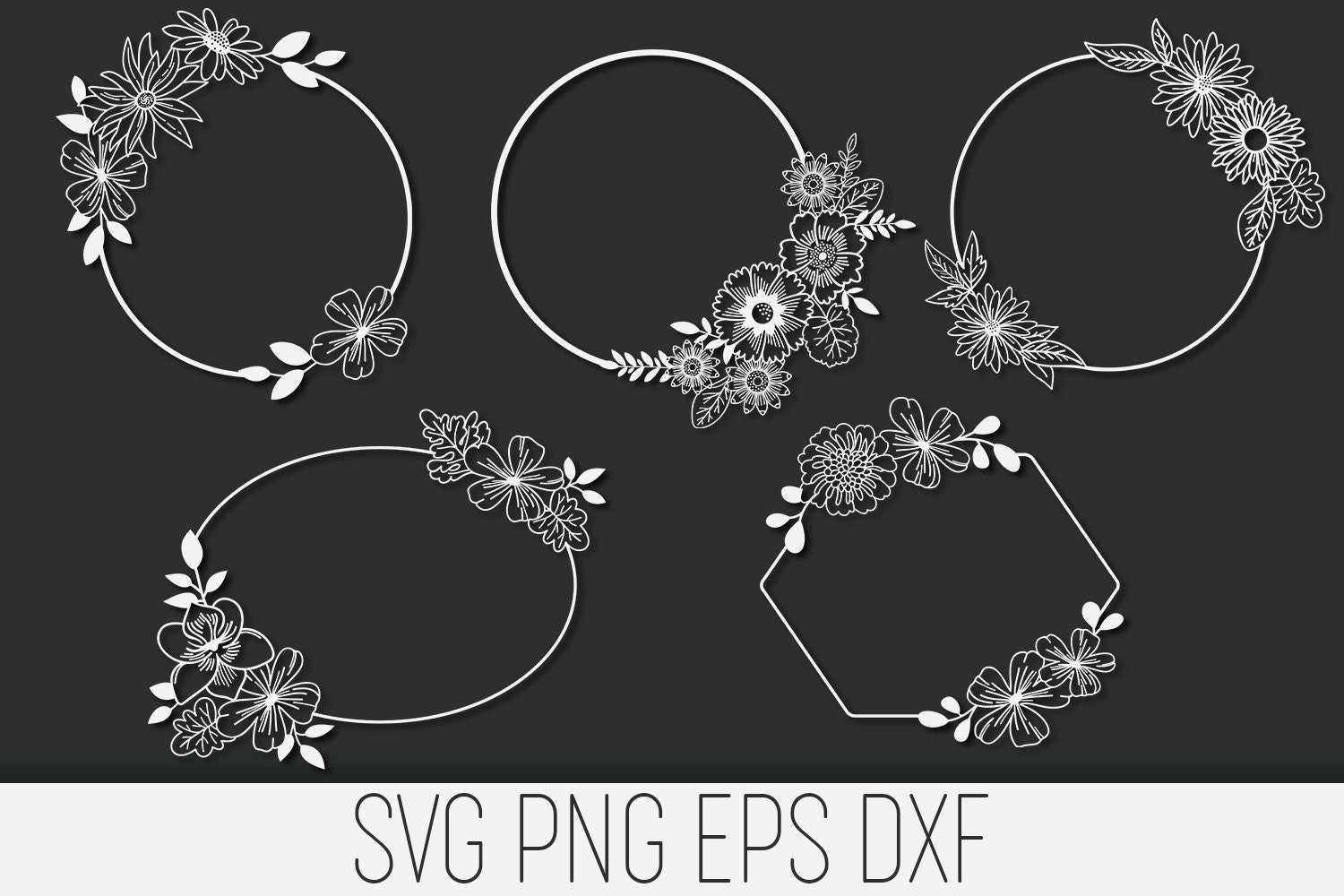 Floral Frames SVG Flower Frame SVG Floral Wreath SVG | Etsy