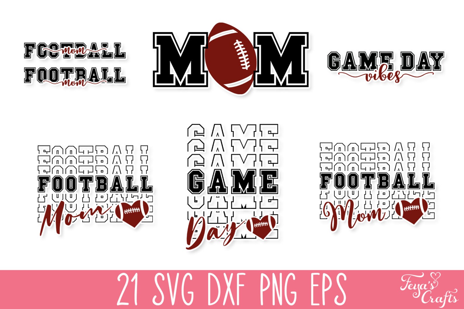 Football Mom SVG PNG Bundle, Messy Bun Football SVG Png, Football Mom ...