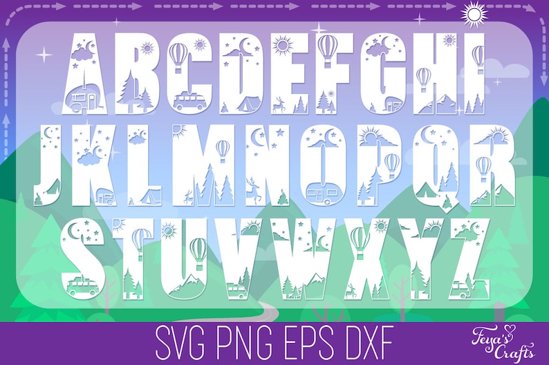 Camping SVG Alphabet, Camper SVG, Camping SVG Cricut, Happy Camper Svg ...
