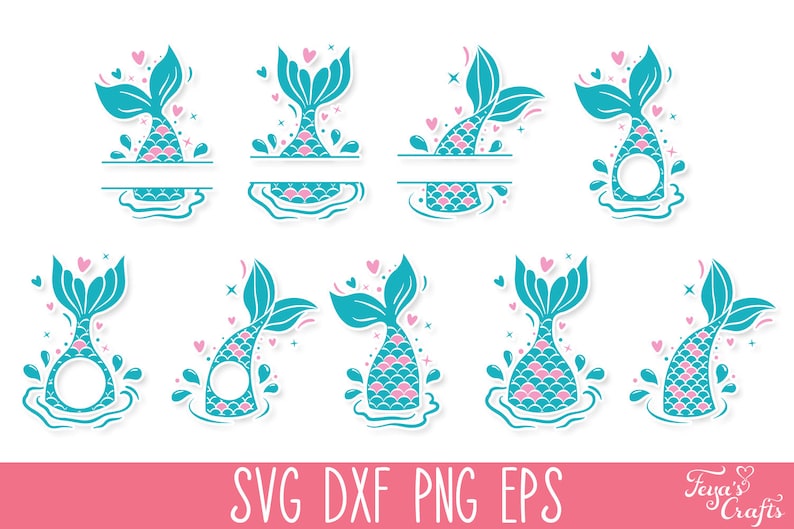 Mermaid Tail SVG PNG Mermaid Tail Monogram Svg Mermaid Tail - Etsy